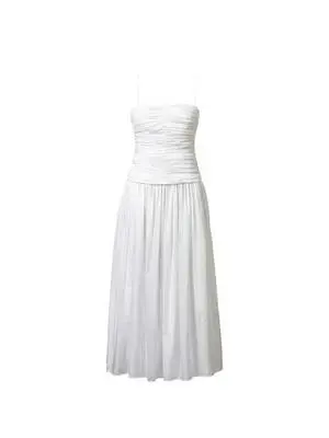 Tove Amina Ruched Midi Dress - White