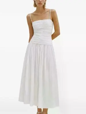 Tove Amina Ruched Midi Dress - White
