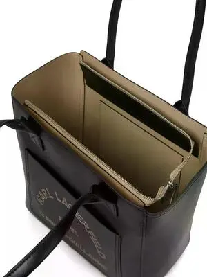 Karl Lagerfeld Medium Tote Bag With Perforated Logo - Black