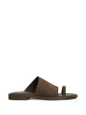 NICOLAS LAINAS Embellished Suede Sandals - Brown
