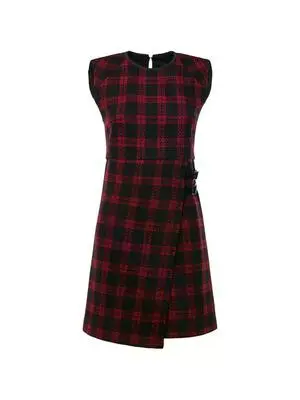 Pinko Mini Check-pattern Buckle Detail Dress - Red