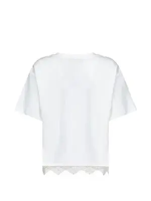 Max Mara Lace-trim Butterfly-embroidered T-shirt - White