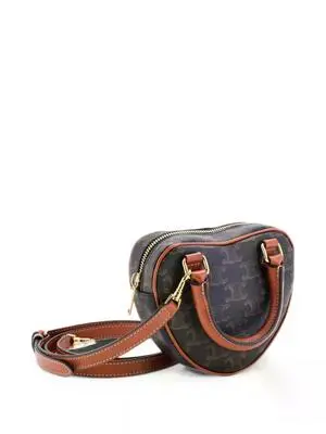 Celine Heart Bag Triomphe Coated Canvas Medium Crossbody Bag - Brown