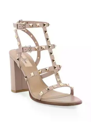 Valentino Garavani Rockstud Embellished Caged Design Heeled Sandals - Neutrals