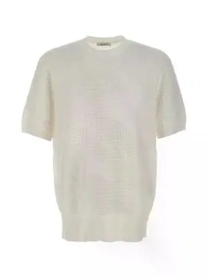 KANGRA Honeycomb-stitch Short-sleeved Sweater - Neutrals