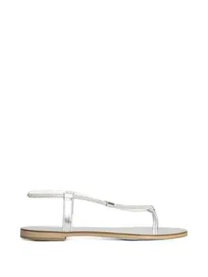 NICOLAS LAINAS Crystal-embellished Metallic Sandals - Silver