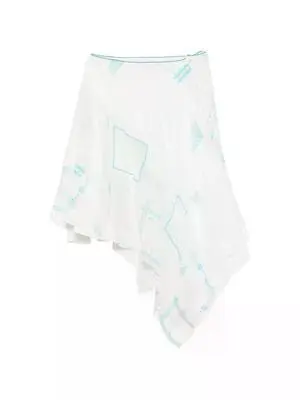 DAMSON MADDER Corinne Embroidered Asymmetric Midi Skirt - White