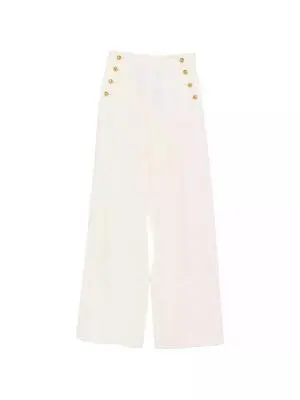 Max Mara Button-embellished Wide-leg Trousers - Neutrals