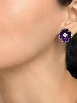 SABOO FINE JEWELS Titanium Flower Diamond Earrings