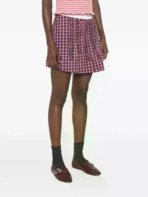DAMSON MADDER Glinda Ruffled Checked Mini Skirt