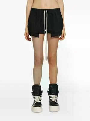 Rick Owens Tower Fog Boxers Drawstring Wool Shorts - Black