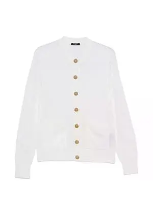 Balmain Long Sleeve Button-front Cardigan - White