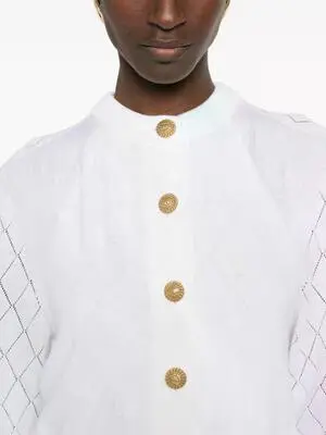 Balmain Long Sleeve Button-front Cardigan - White