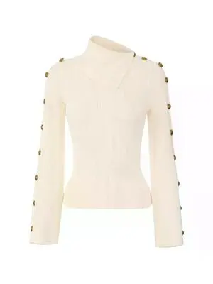 Elisabetta Franchi Knit Pullover With Jewel Buttons - Neutrals