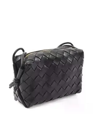 BOTTEGA VENETA Bottega Veneta Black Leather Intrecciato Weave Loop Cross Body Bag