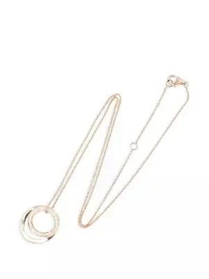 Cartier Gold Diamond Double Interlocking Hoop Pendant Necklace - Pink