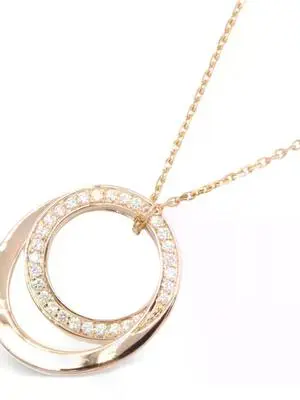 Cartier Gold Diamond Double Interlocking Hoop Pendant Necklace