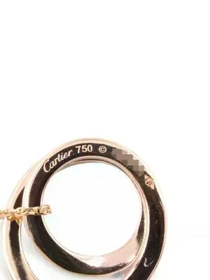 Cartier Gold Diamond Double Interlocking Hoop Pendant Necklace