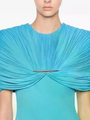 CHATS BY C.DAM Sarah Draped Maxi Dress With Metal Accessory - Blue