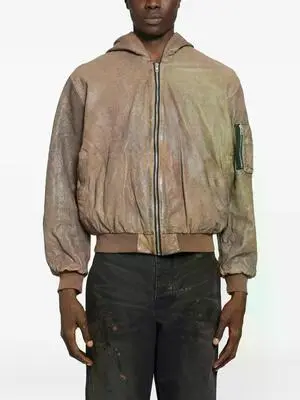 ALEXANDER DIGENOVA Hooded Leather Bomber Jacket