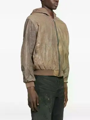 ALEXANDER DIGENOVA Hooded Leather Bomber Jacket