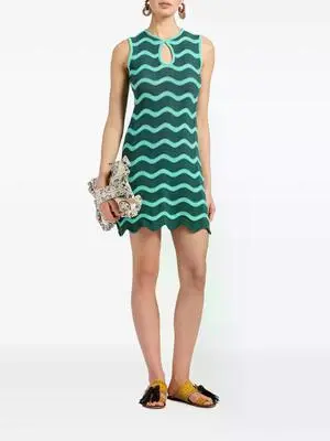 La DoubleJ Wavy Crochet-knit Mini Dress