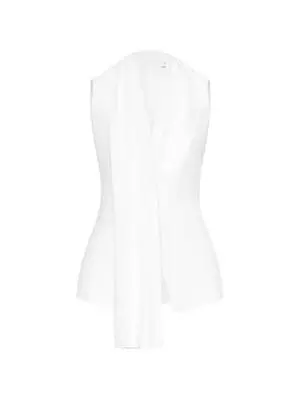 CHATS BY C.DAM Draped Collarless Vest - White