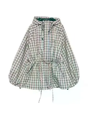 DAMSON MADDER Liu Check Drawstring Raincoat - Neutrals