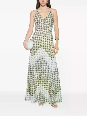Missoni Geometric Print Halterneck Maxi Dress - Green