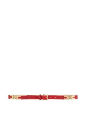 Elisabetta Franchi Leather Belt With Lizard Print - Red
