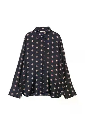 Max Mara Disco Silk Geometric Print Shirt - Blue