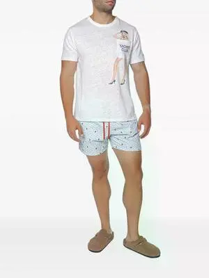 MC2 SAINT BARTH Lighting Micro Stretch Palm Tree-print Swim Shorts - Blue