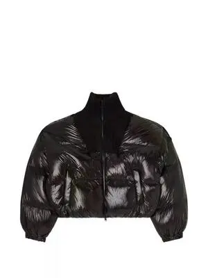 DIESEL® High-neck Puffer Jacket With Glossy Finish - Black