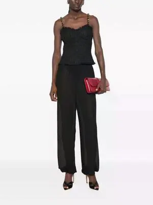 Balmain Chain-strap Tweed Sweetheart Neck Top