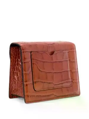 Oscar De La Renta Mini Tro Crocodile-effect Floral-appliqué Cutch Bag