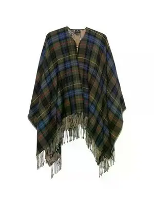 Etro Tartan Fringed Poncho - Green