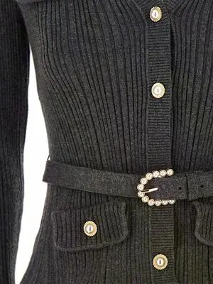 SELF-PORTRAIT Belted Ribbed-knit Cardigan