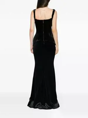 ADAMARIS Bead-embellished Velvet Maxi Skirt And Top Set
