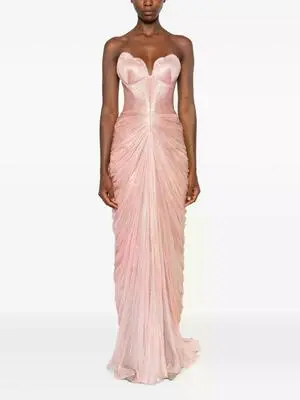 IRIS SERBAN Strapless Ruched Maxi Dress