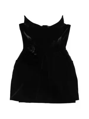 ADAMARIS Rose-detail Strapless Mini Dress - Black