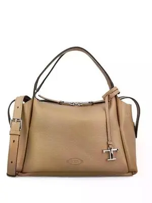 TOD'S Timeless Pebbled Leather Tote Bag - Neutrals