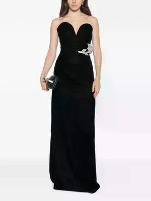 ADAMARIS Crystal-embellished Strapless Velvet Maxi Dress