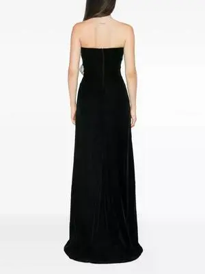 ADAMARIS Crystal-embellished Strapless Velvet Maxi Dress