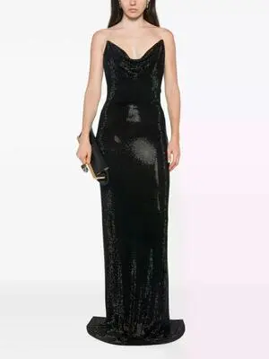 ADAMARIS Strapless Draped-neckline Maxi Dress - Black