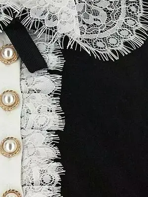 SELF-PORTRAIT Lace-collar Knitted Top