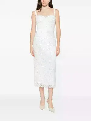 ADAMARIS Sequin-embroidered Lace-trimmed Midi Dress