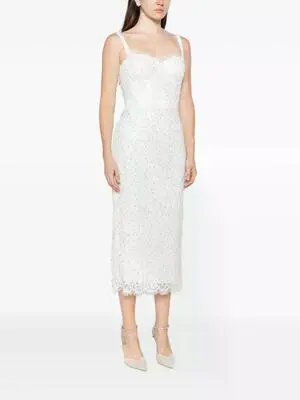 ADAMARIS Sequin-embroidered Lace-trimmed Midi Dress