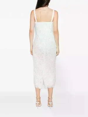 ADAMARIS Sequin-embroidered Lace-trimmed Midi Dress