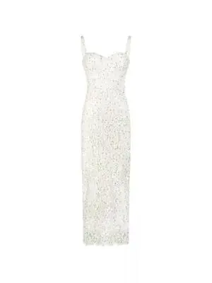 ADAMARIS Sequin-embroidered Lace-trimmed Midi Dress