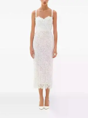 ADAMARIS Sequin-embroidered Lace-trimmed Midi Dress